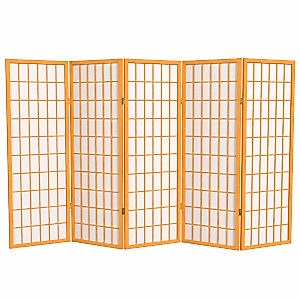4 ft. Short Window Pane Shoji Screen - Honey - 5 Panels