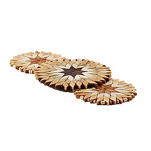 Set of 3 Small Handmade Wooden Trivets for Hot Dishes - Two 6" and one 7"- Coasters and Hot Pads - Great Kitchen Gift Idea - by SPL Woodcraft Ukraine