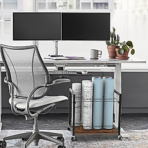 Telawsfun Blueprint Storage Rack Cart,12 Slots Blueprint Holder with Wheels to Storage Poster Architectural Construction Plan Wrapping Paper,Metal Mobile Roll Paper Organizer