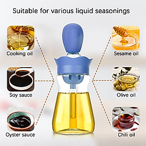 VENMATE Olive Oil Dispenser Bottle Silicone Dropper Measuring Oil Dispenser Bottle for Kitchen Cooking, Frying, Baking, BBQ Pancake, Air Fryer