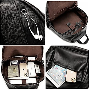 CPJ Genuine Leather Backpack Fits 15.6" Laptop Casual Daypack Schoolbag for Boys & Girls