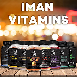 Iman Vitamins Halal Omega 3 6 9 + DHA Gummies for Adults | Supports Eyes, Brain, Immune & Heart Health | Vegetarian & Gluten Free| Vitamin C, Essential Fatty Acids & Plant-Based | 60 Count