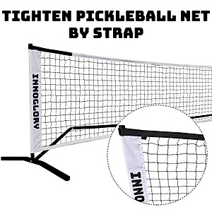 Innoglory Pickleball Set with 4 Paddles and Net 12 Pickleballs, 22FT PE Anti-Aging Net, Anti-Rust Frame, 4 Wooden Pickleball Paddles,6 Outdoor Pickleballs 6 Indoor Pickleballs with Carry Bag