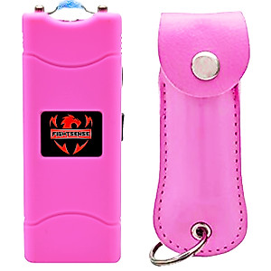 FIGHTSENSE Mini Stun Gun Keychain & Pepper Spray Combo Pack for Self Defense Kit (Pink)