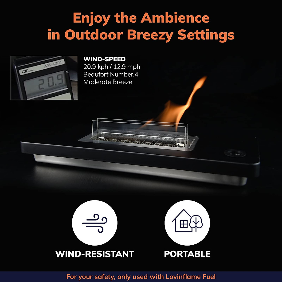 LOVINFLAME Mountain Tabletop Fire Pit for Indoor and Outdoor, Wind Resistant Tabletop Fireplace for Balcony and Patio Decor, Smokeless Fire Pit Only Used with LOVINFLAME Ethanol-Free Fuel