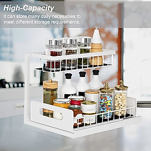 Under Sink Organizer Pull Out Cabinet Organizer 2 Tier Slide Out Sink Shelf Cabinet Storage Shelves Multi-purpose Under Sink Storage for Bathroom Kitchen Desktop (White)