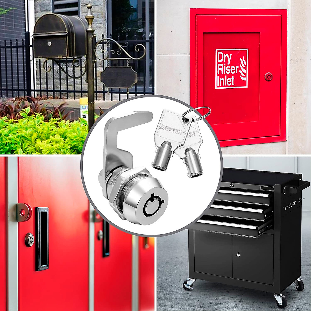 Cam Lock 5/8" Toolbox Lock 90 Degree, Tubular Lock with 2 Keyes, Cylinder Lock for File Cabinet and Mailbox use, Zinc Alloy