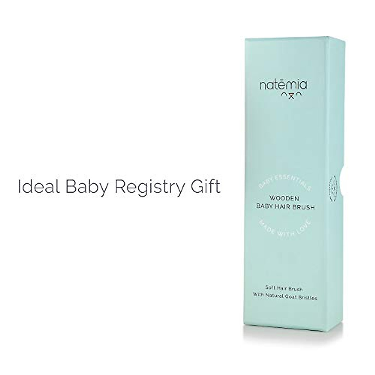 Natemia Quality Wooden Baby Hair Brush for Newborns & Toddlers | Natural Soft Bristles | Ideal for Cradle Cap | Perfect Baby Registry Gift