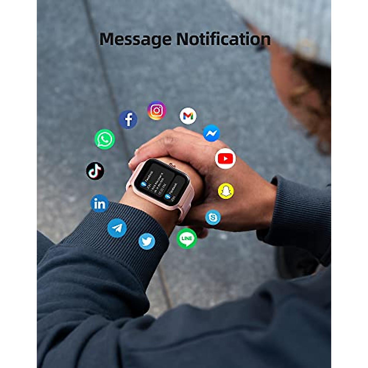 Parsonver Smart Watch for Women, Answer/Make Calls, Alexa Built-in, 1.8" HD Touch Screen Fitness Tracker 100+ Sports Modes IP68 Waterproof, Heart Rate Blood Oxygen Sleep Monitor for Android iOS, GOP01