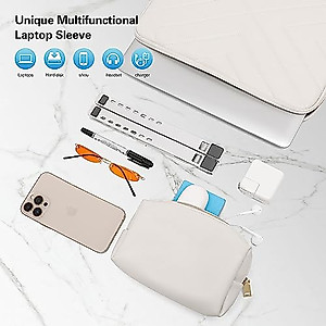 SUOVA Laptop Sleeve, Compatible with MacBook Air Series and MacBook Pro 13/14 Series,Soft Laptop Cover Specially Designed for 13-14 inch Notebook, Rice White…