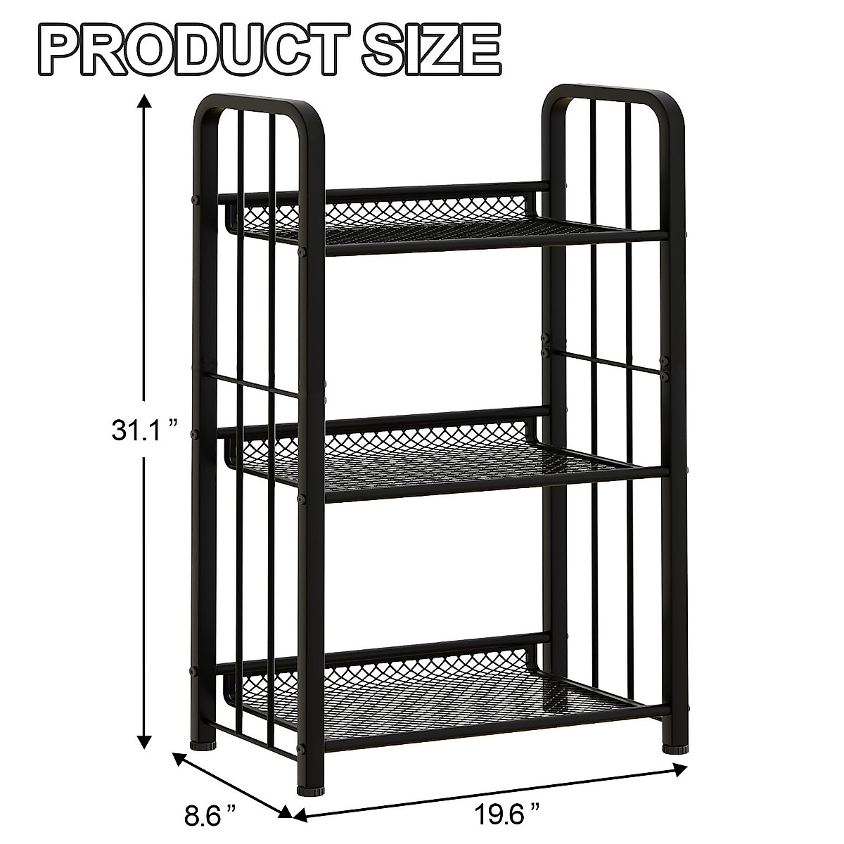 Azheruol Bookshelf Storage Shelf Bookcase Freestanding Storage Stand Book Organizer for Living Room, Bedroom, Kitchen, Rust Resistance,Easy Assembly Multi-Functional Organizer (3 Tiers Black)