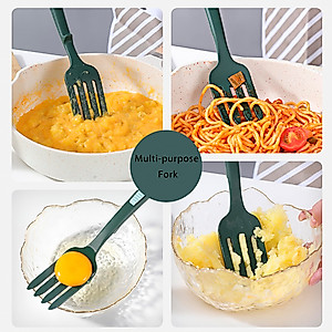 YMCSMGS Silicone Flexible Forks, Silicone Cooking Fork Heat Resistant Dishwasher, cooking in the kitchen or serving at the dinner table，Nonstick Blending Fork for Mix Ingredients (Light blue)