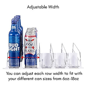 Rula Drink Dispenser for Fridge, Self-Pushing Soda Can Organizer for Refrigerator, Width Adjustable Beverage Pusher Glide, Beer Pop Can Water Bottle Storage for Pantry, Kitchen-White, 5 Rows, 16.2"D