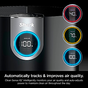 Shark Air Purifier MAX with NanoSeal HEPA, Cleansense IQ, Odor Lock, Cleans up to 1200 Sq. Ft. and 99.98% of particles, dust, allergens, smoke, 0.1–0.2 microns, Grey, HP202 (Renewed)