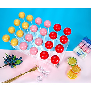 Ackers BORO3.3 Cake Pop Display Stand, 24 Hole Clear Acrylic Lollipop Holder Weddings Baby Showers Birthday Parties Anniversaries Halloween Candy Decorative (24 Hole)
