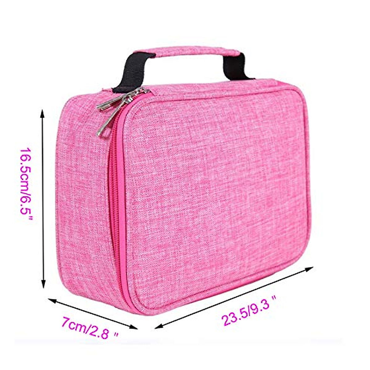 Becho Multifunction Zipper Pencil Case High Capacity Holder Pouch Pen Bag Colored Pencil Pen Box 72 Slots (Pink)