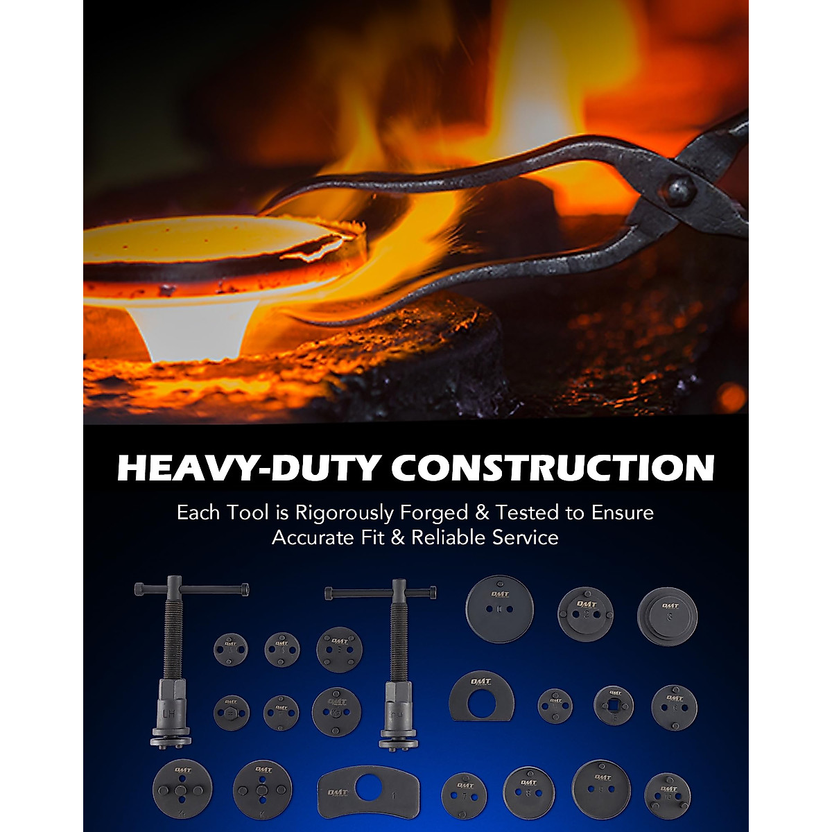 Orion Motor Tech Disc Brake Pad and Caliper Service Tool Kit | Professional Disc Brake Caliper Compression Tool Kit | Universal Disc Brake Caliper and Piston Wind Back Tool Set with Case