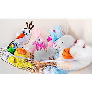 Enovoe Stuffed Animal Toy Hammock - Hanging Storage Net - Toy Organizer for Clean, Organized and Orderly Room - Comes with an E-Book - Durable and Easy to Install - Nylon and Polyester (White)