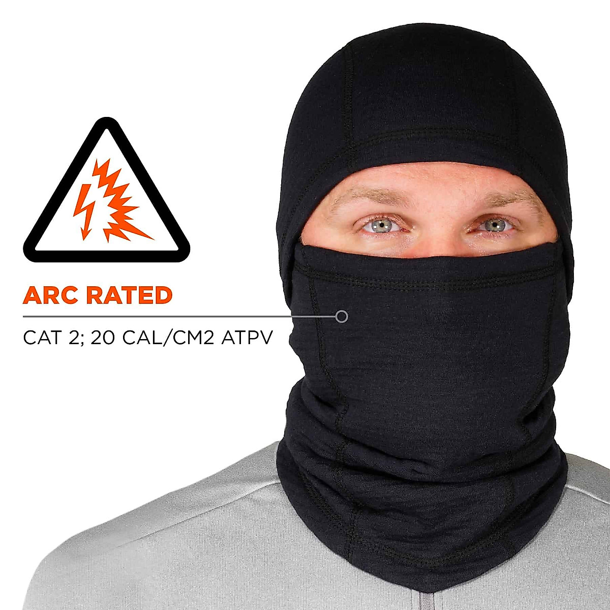 Ergodyne Standard FR Balaclava Face Mask-Dual Compliant, Black, One Size