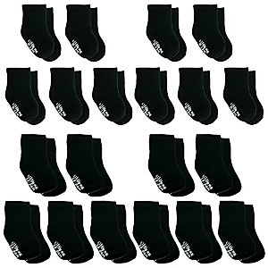 Little Me baby girls Solid Color Pack Newborn Infant Toddler Unisex Socks, Black, 0-24 Months US