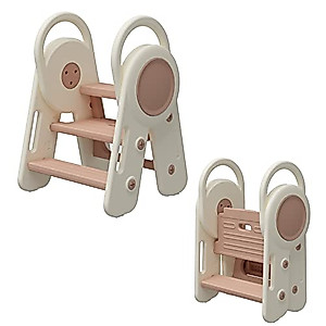 Benarita Step Stool for Toddler 3 Step Stool, Kids Foldable Step Stool for Bathroom Sink, Kitchen Counter Standing Tower, Step Ladder with Handles and Non-Slip Pads for Toilet Potty Training,Pink