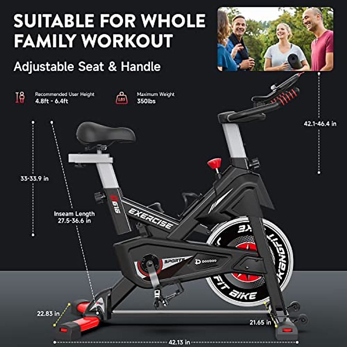 Exercise Bike, Magnetic Stationary Bike for Indoor Cycling (Upgraded Version), Cycle Bike w/ 360° Rotate Ipad Holder for Home Gym, Silent Belt Drive Indoor Bike w/ Comfortable Seat Cushion, 350 lbs Weight Capacity
