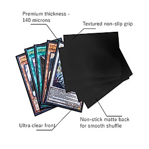 TitanShield (150 Sleeve/Black) Small Japanese Sized Trading Card Sleeves Deck Protector Compatible with Yu-Gi-Oh, Cardfight!! Vanguard & Photocards