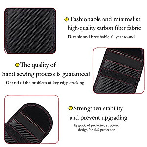 2PCS Car Key Fob Protector,Anti-Theft & Anti-Hacker Key Fob Case with Black Carbon Fibre,Double-Layers Key Fob Signal Blocker for Shielding RFID
