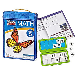 hand2mind VersaTiles Math Practice Take Along Set for Fifth Grade, Self-Checking Workbook System, 64 Pages with Case Included, Early Math, Math Books, 5th Grade Math Workbook, Homeshool Supplies