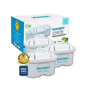 Wamery Replacement Filters 3 Pack for Brita Maxtra, Marella, Mavea Water Filter Pitcher. Cartridge Model 1001122