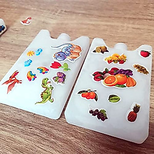 Deshitong Ice Packs with 2 DIY Art Creative Stickers for Lunch Bags, 4 Reusable Cool Packs for Lunch Bags and Box, Freezer Packs for Coolers (4 Packs and Stickers)