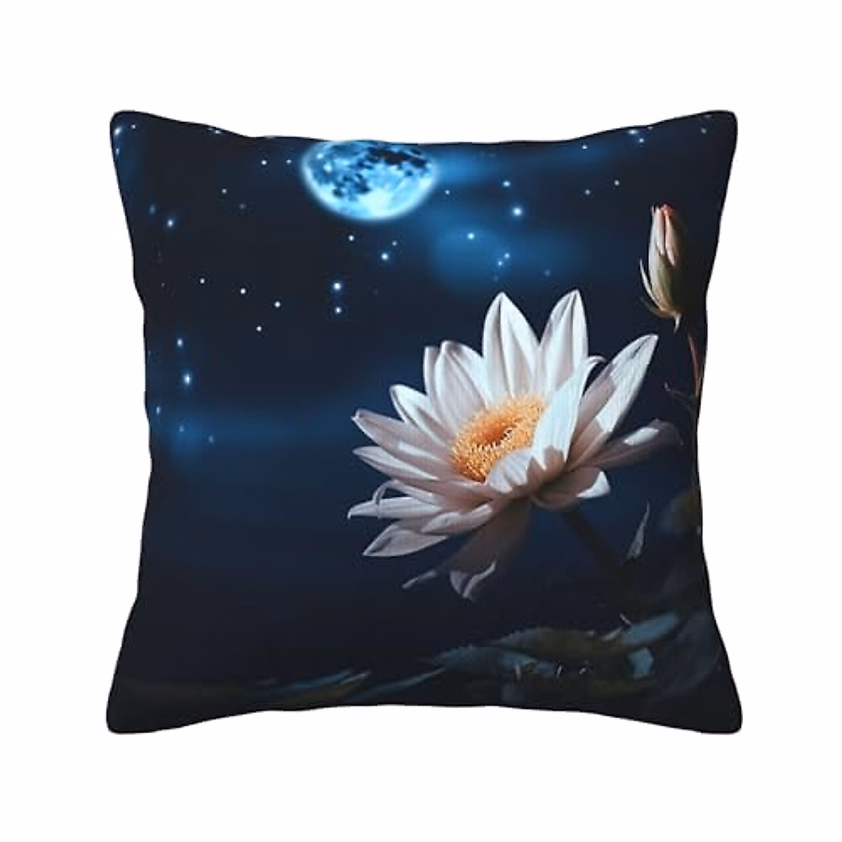 Flower and Moon Print Throw Pillow Cover Corduroy Soft Pillowcase with Hidden Zipper Decorative Cushion Covers for Sofa Living Room Home Decors 16"X16"