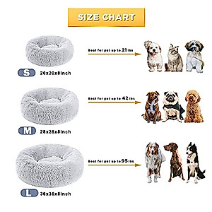 kimpets Dog Bed Calming Dog Beds for Small Medium Large Dogs - Round Donut Washable Dog Bed, Anti-Slip Faux Fur Fluffy Donut Cuddler Anxiety Cat Bed(20")