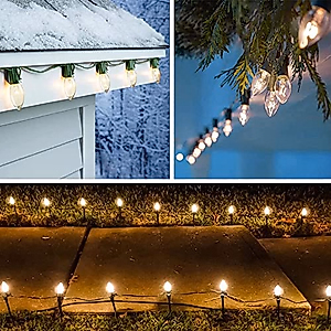 Pallerina C7 Christmas Lights, 25Ft C7 Clear Christmas String Lights with 27 C7 Warm White Bulbs, Vintage Christmas String Lights for Garden, Patio, Backyard, Cafe, Xmas Party, 5 Watt e12 Base