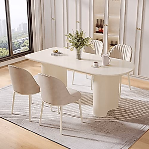 Guyii 55.11" Dining Table, Modern Kitchen Table for 6 People, Indoor Dining Table for Kitchen, Bar, Living Room, Breakfast Nook, Small Space, White