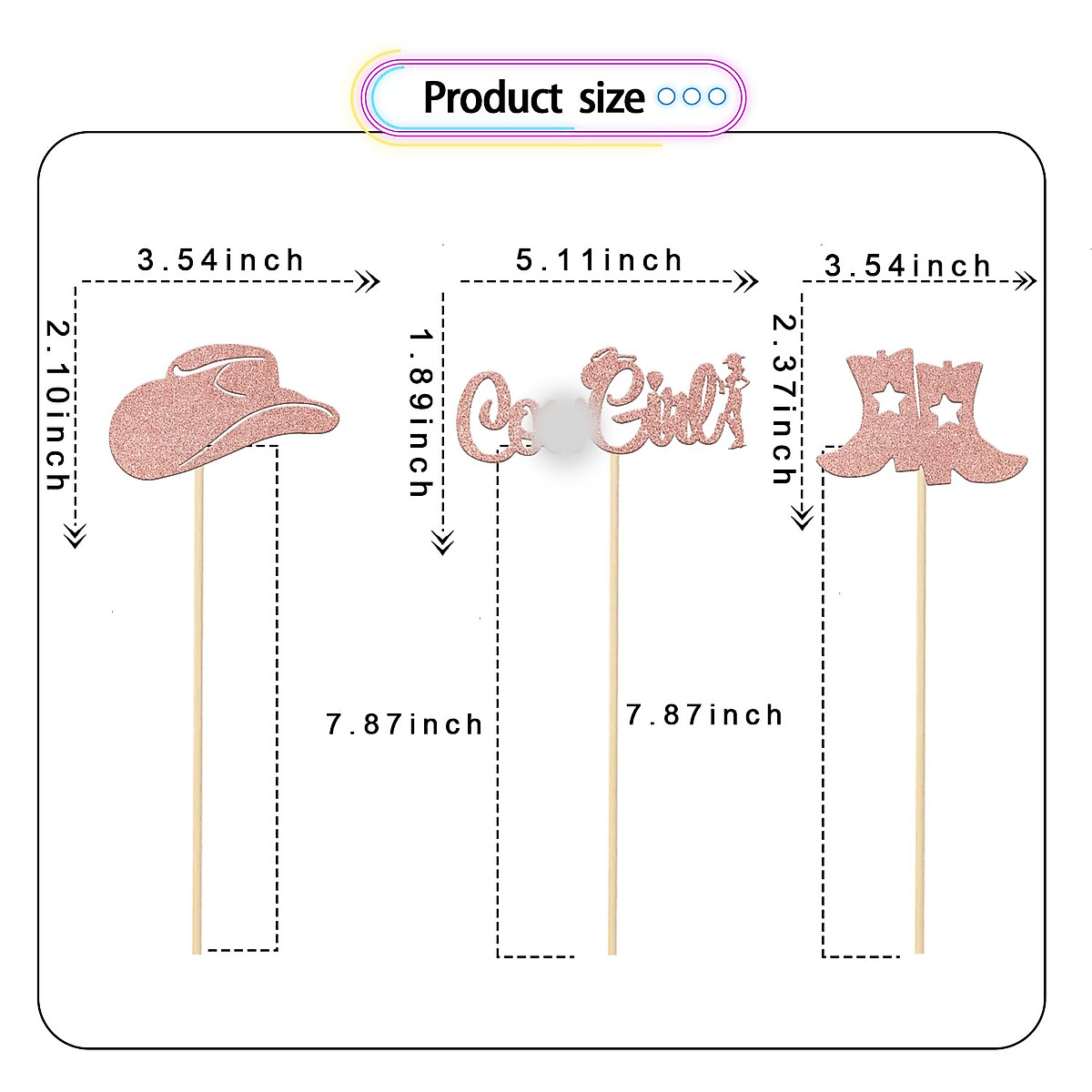 12 Pieces Western Cowgirl Centerpiece sticks, Western Cowgirl Party Table Topper, West Cowgirl Themed Party Decorations, Western Bachelorette Party Suplies Rose Gold