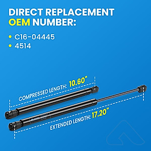 ARANA C16-04445 4418 Gas Struts 17 inch Shock Springs 17" 55 LB/245N Lift Supports SL36-60 for Leer Camper Shell A.R.E Truck Canopy SnugTop Topper Window Box Lid Cap Top Replacement Parts, 2Pcs