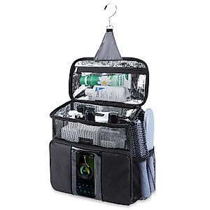Olosar Shower Caddy, Hanging Toiletry Bag Dorm Room Essentials for College Students, Travel Essentials Hanging Shower Organizer for Traveling, Quick Dry Shower Caddies Portable for Beach Black