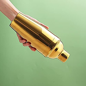 Kyraton Gold Cocktail Shaker, Professional Grade Martini Shaker, Titanium Golden Plating Premium Stainless Steel Cocktail Shaker, Bar Accessories for Home Bars 24 oz Total Capacity