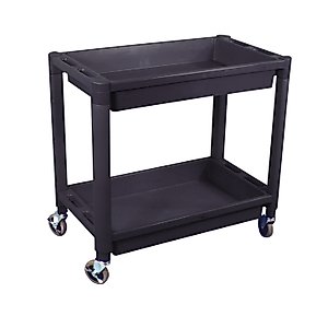 Astro 8330 Heavy Duty Plastic 2 Shelf Utility Cart, Black Color
