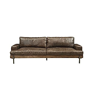 ACME Sofa Oak & Distress Chocolate Top Grain Leather