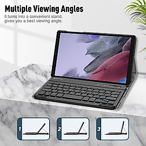FINTIE Keyboard Case for Samsung Galaxy Tab A7 Lite 8.7 Inch 2021 Model (SM-T220/T225/T227), Slim Lightweight Stand Cover with Magnetically Detachable Wireless Bluetooth Keyboard, Black