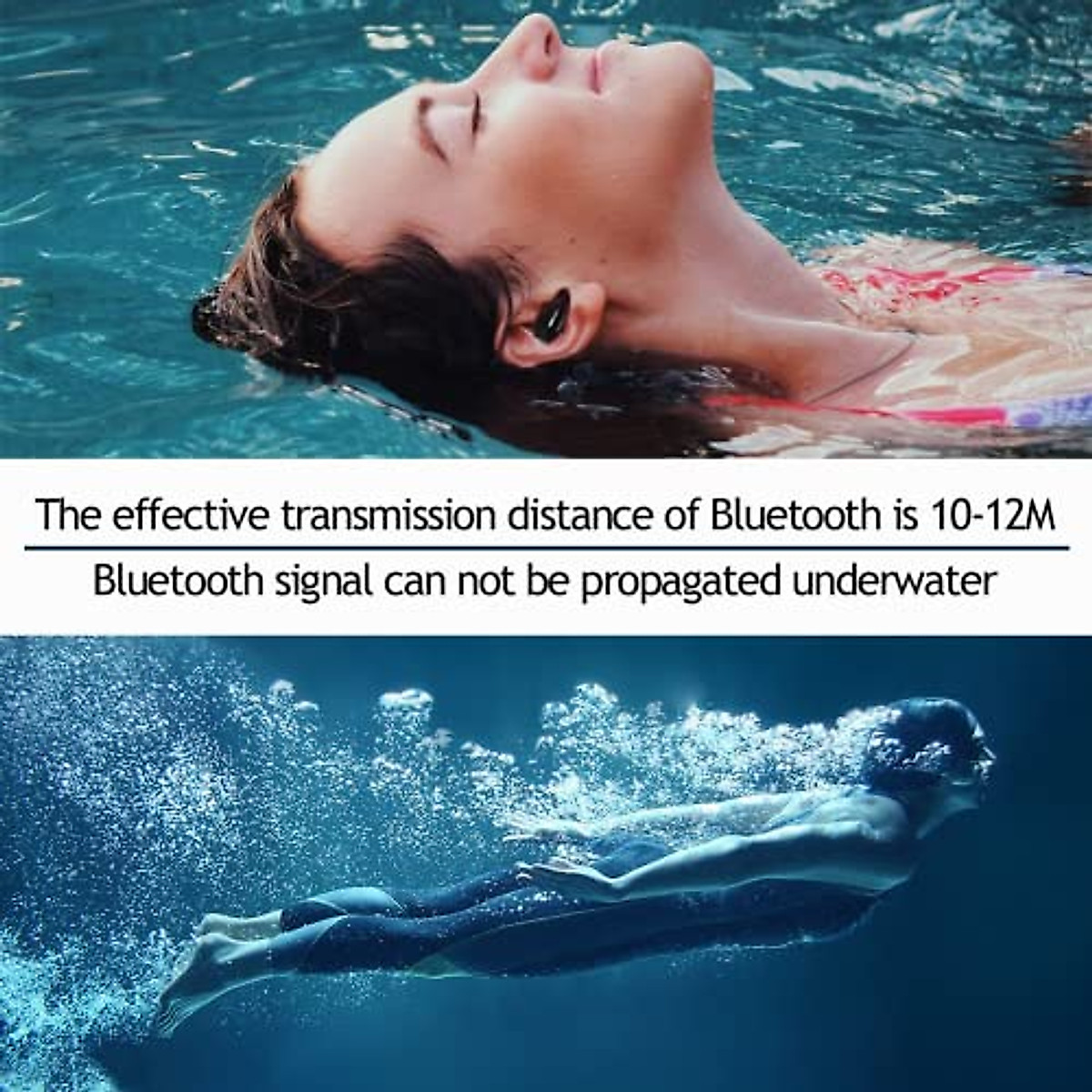cjc IP68 Waterproof Swimming Earbud - Sport Wireless Bluetooth Headphone - Sweatproof Stable Fit in Ear Workout Headset Special for Swimming Driving Sauna