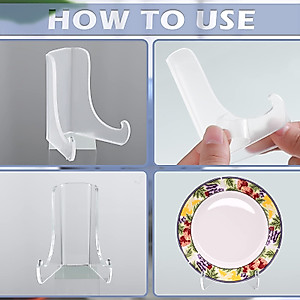 Chunful 2 Pieces Acrylic Plate Stands Clear Acrylic Easels Display Stands with Deep Support Shelves for Display Card Holder Photos Book Picture Table Top Holder Home Decors (3 x 2.6 x 2.2 Inch)