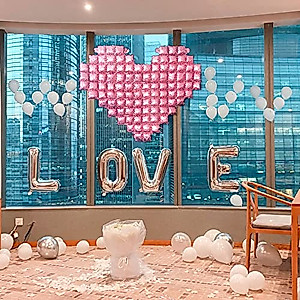 PartyWoo Pink Heart Balloons, 2 pcs 55 Inch Large Heart Balloons, Giant Foil Balloons, Large Mylar Balloons, Heart Balloons for Birthday Decorations, Wedding Decorations, Bridal Shower Decorations
