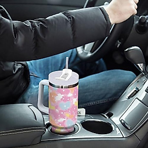 Caikeny Insulated Tumblers with Lid and Straw Tie Dye Pastel Colorful 30 oz Reusable Stainless Steel Cup Star Water Bottle Coffee Travel Tumbler Mug for Women Men