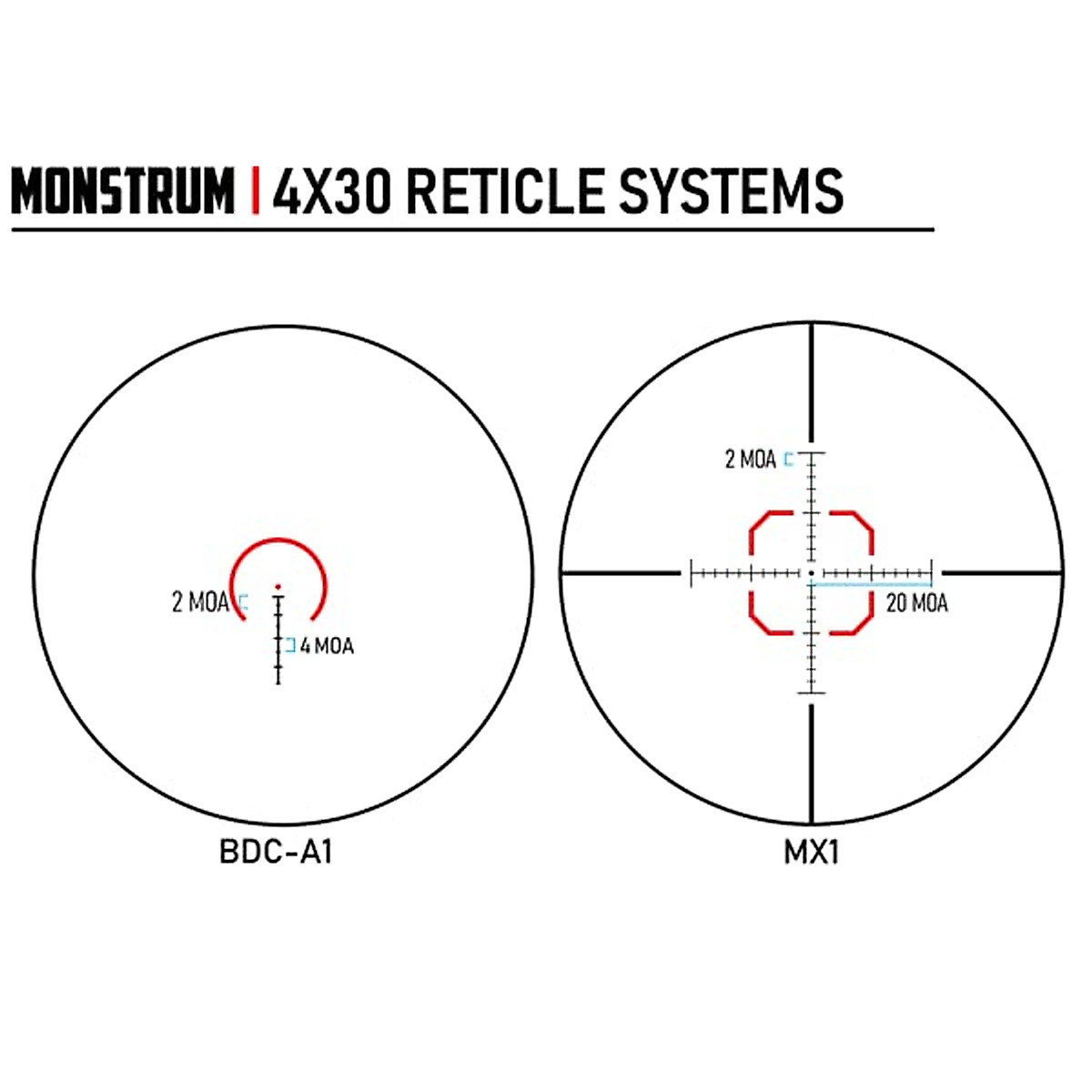 Monstrum Stealth 4x30 Fixed Magnification Scope | Black | MX1 Reticle