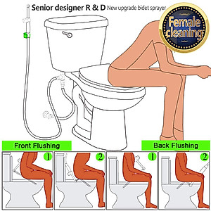 SonTiy Handheld Bidet Sprayer for Toilet, Hand Held Bidet Attachment, Adjustable Water Jet Spray for Toilet with Backflow Preventer, Brass 7.9" Bidet Wand, All Metal Cloth Diaper Toilet Sprayer