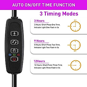 Otryad LED Grow Lights for Indoor Plants 20 LED, Plant Growing Lights Full Spectrum Auto ON & Off with 3/9/12H Timer, 9 Dimmable Lightness Clip-On Desk Grow Lamp Bulb
