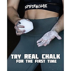 SPIDER CHALK Refillable Climbing Chalk Ball 2-Pack, 3oz Each - Lab-Grade Premium Chalk for Powerlifting, Weightlifting, Extra Large 3oz Gym Chalk Sock for Improved Grip